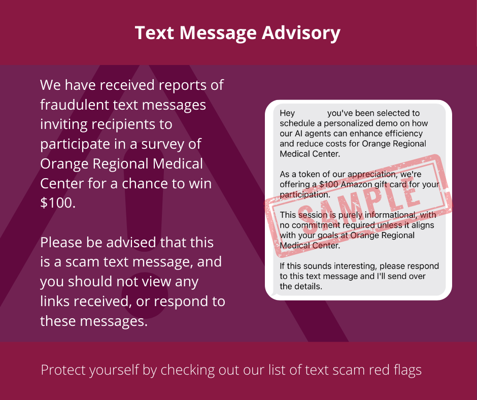 Text Message Scam Advisory | Garnet Health | Mid-Hudson Healthcare System | Hospitals in ...
